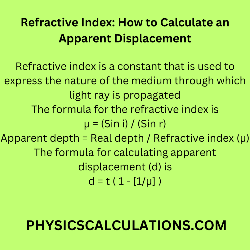 Refractive Index: How to Calculate an Apparent Displacement