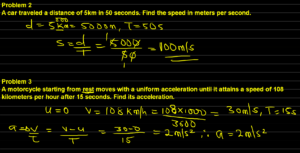 Speed, Velocity, and Acceleration Problems