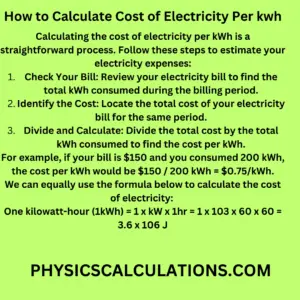 How to Calculate Cost of Electricity Per kwh