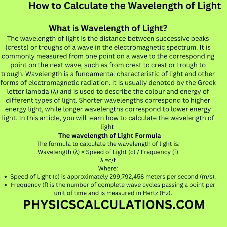 How To Calculate The Wavelength Of Light