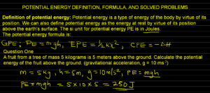 Potential Energy Formula, Definition and Solved Problems