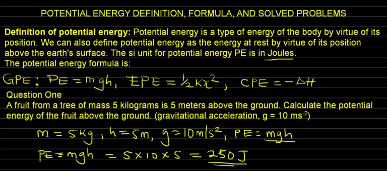 Potential Energy Formula, Definition and Solved Problems