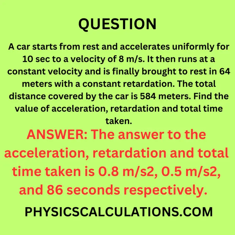 A car starts from rest and accelerates uniformly for 10 sec to a ...
