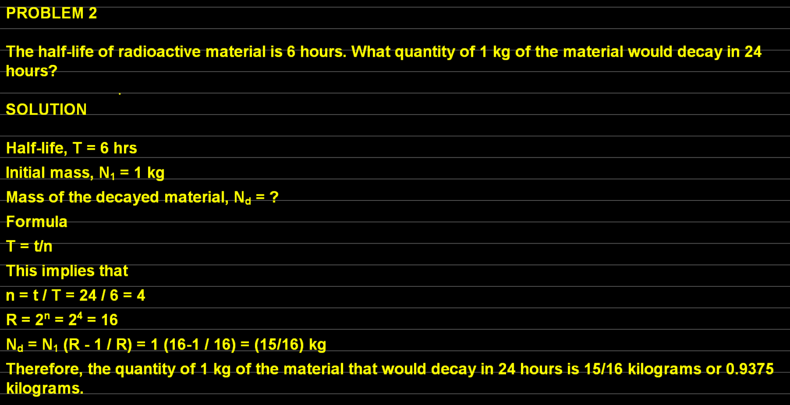 Half-life Problems And Answers Examples