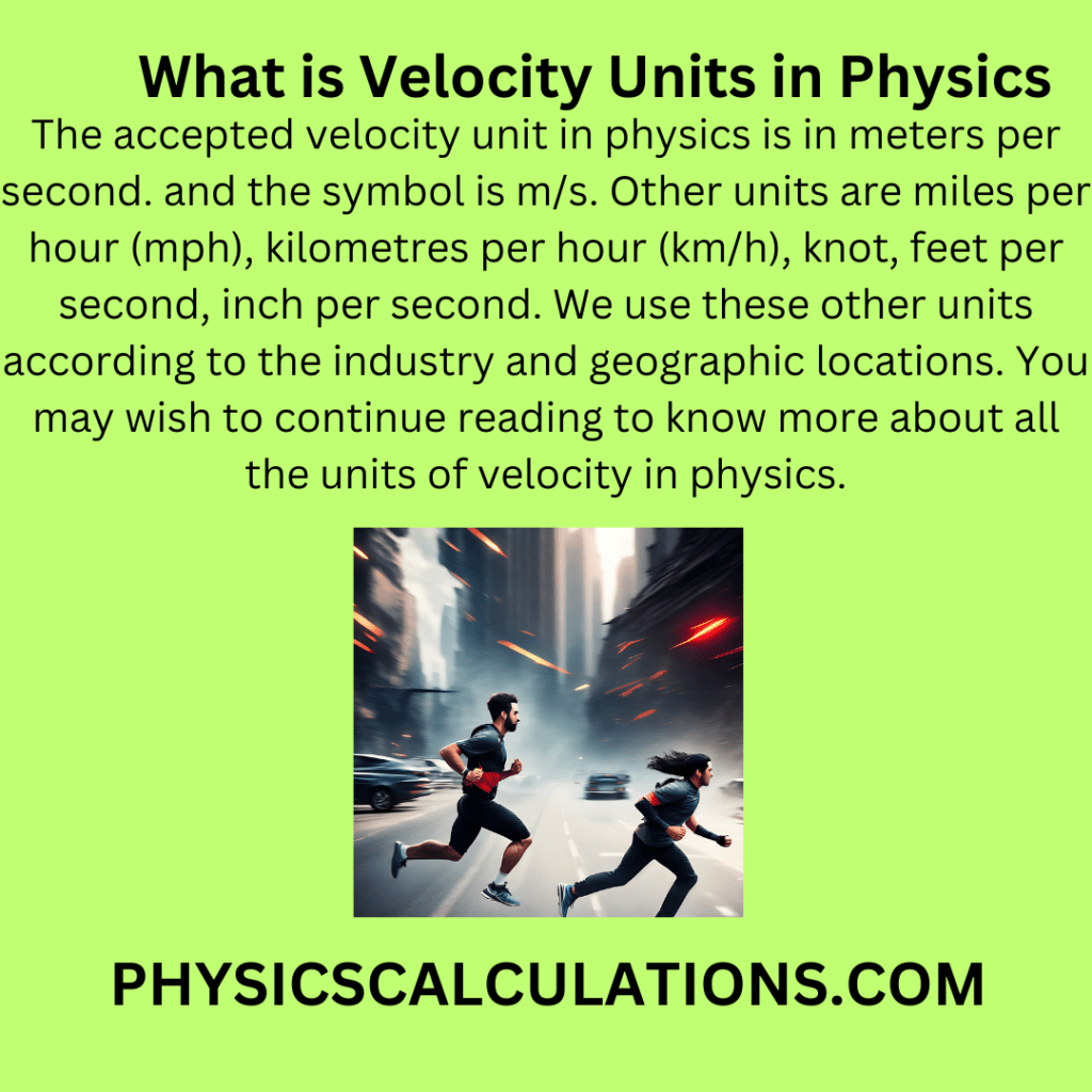 What is Velocity Units in Physics