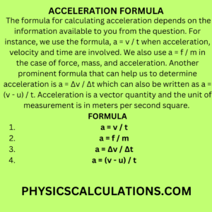 Acceleration Formula