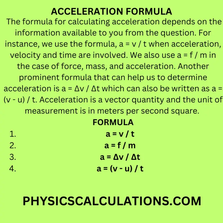 Acceleration Formula