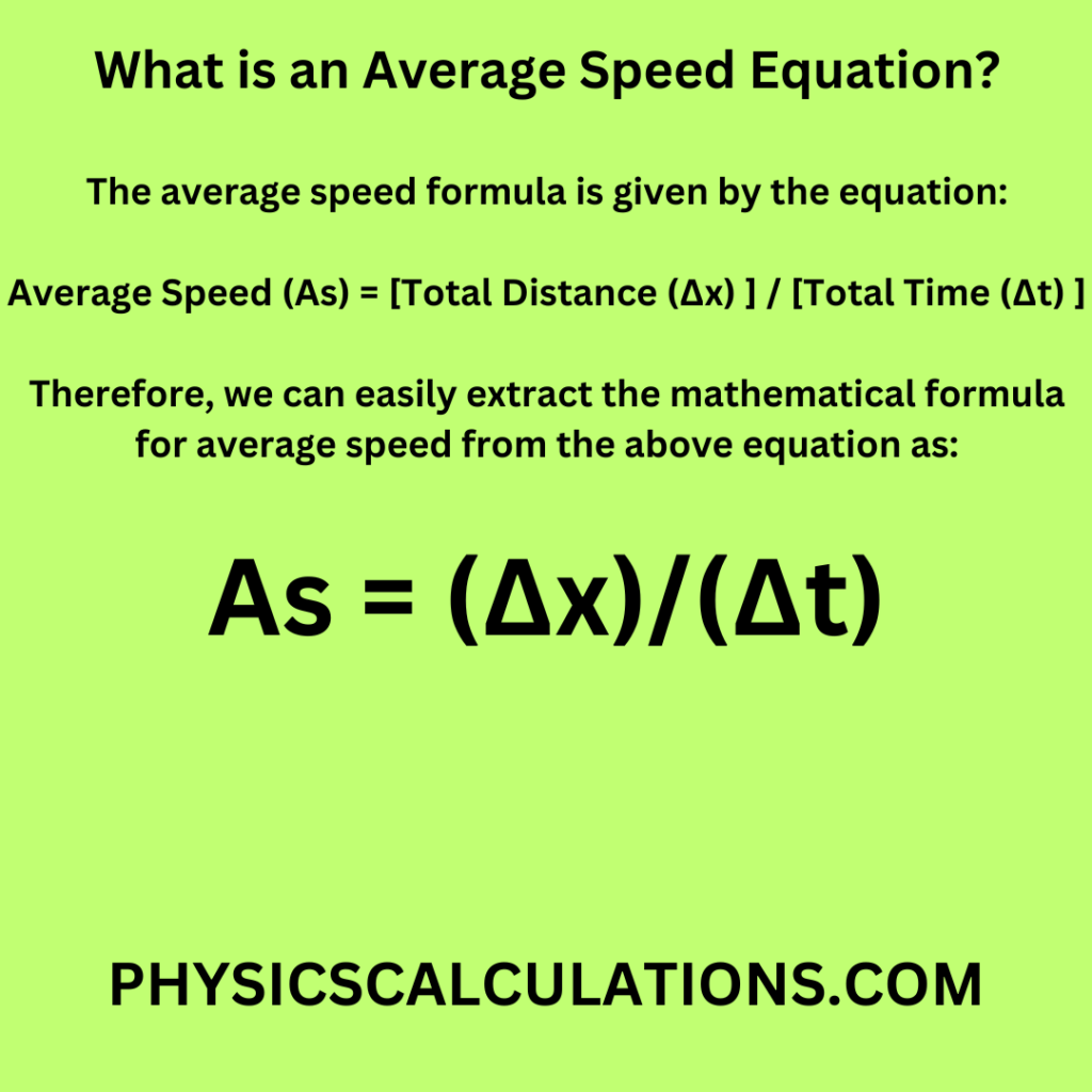 Average Speed Equation Or Formula